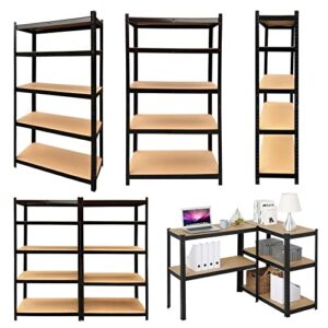 5-tier heavy duty metal shelving, 66" x 30" x 12" racking storage unit with adjustable shelves, 385lb capacity per shelf, garage storage shelving units, boltless shelving unit for free combination