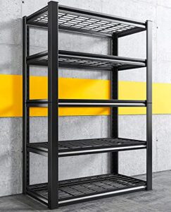 reibii garage shelving heavy duty loads 2000lbs, 72" garage storage shelves heavy duty shelving, adjustable 5 tier metal shelves for storage shelving,garage shelves utility shelf rack,72"h*35.5"w*16"d