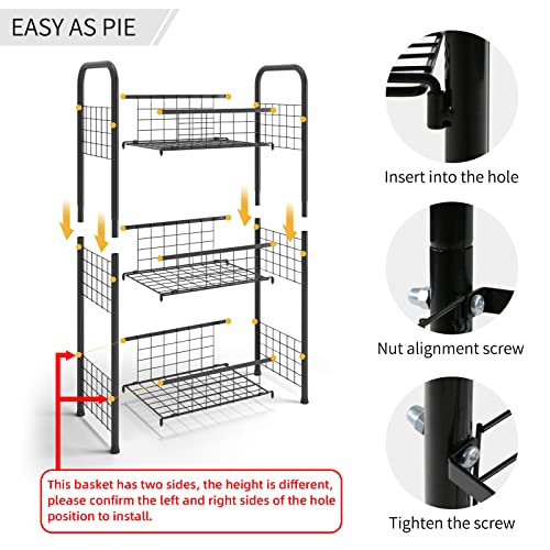 PROXRACER 3-Tier FreeStanding Open Shelf,Bathroom Organizer Shelves Unit with Adjustable Feet, Metal Steel Storage Tower Organizer Rack Basket Cart for Bathroom, Living Room, Balcony, Kitchen