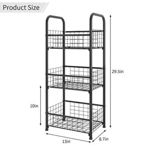 PROXRACER 3-Tier FreeStanding Open Shelf,Bathroom Organizer Shelves Unit with Adjustable Feet, Metal Steel Storage Tower Organizer Rack Basket Cart for Bathroom, Living Room, Balcony, Kitchen