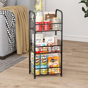 PROXRACER 3-Tier FreeStanding Open Shelf,Bathroom Organizer Shelves Unit with Adjustable Feet, Metal Steel Storage Tower Organizer Rack Basket Cart for Bathroom, Living Room, Balcony, Kitchen