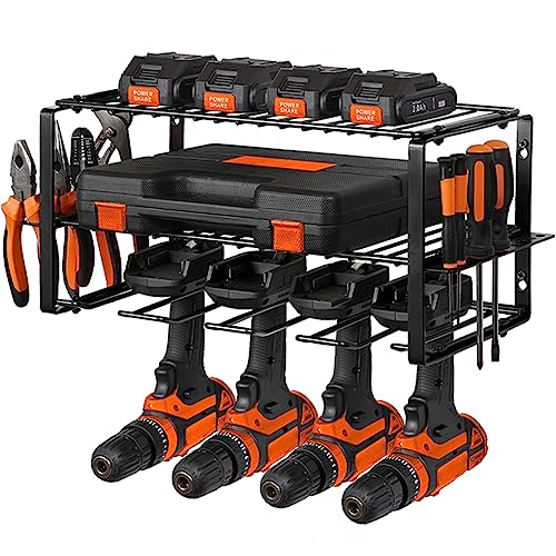 BSRHOME Power Tool Organizer, 3-Tiers Storage Rack for Drill Storage Heavy Duty Tool Organizers and Storage Wall Mount with Screwdriver/Plier/Hammer/Bit Holder