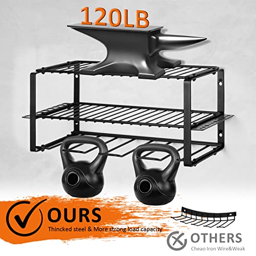 BSRHOME Power Tool Organizer, 3-Tiers Storage Rack for Drill Storage Heavy Duty Tool Organizers and Storage Wall Mount with Screwdriver/Plier/Hammer/Bit Holder