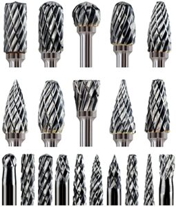 mars-rock carbide burr set compatible with dremel 1/8" shank 20pcs die grinder rotary tool rasp wood carving bits accessories attachments metal grinding engraving cutting trimming porting double cut