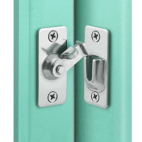 90 Degree Locking Privacy Lock Sliding barn Door Latch Right Angle Door Clasp cam Lock (2 Pack Silver)