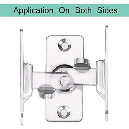 90 Degree Locking Privacy Lock Sliding barn Door Latch Right Angle Door Clasp cam Lock (2 Pack Silver)