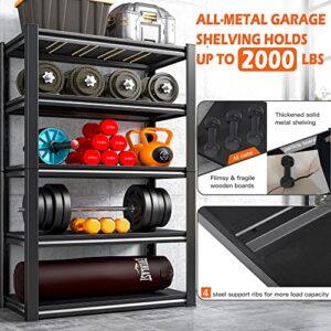 REIBII 72" Garage Shelving Heavy Duty Garage Storage Shelves Load 2000Lbs, Wide Heavy Duty Shelving, Adjustable 5-Tier Metal Shelving for Garage,Large Garage Shelves ＆ Utility Shelf,72" H x40 W x18 D