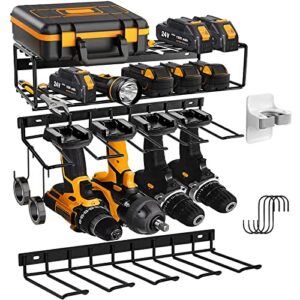 iturnglow garage power tool organizer and storage, drill holder wall mount storage racks tool holder for cordless drill, heavy duty floating tool shelf ,perfect for father's day gifts（3 pack ）