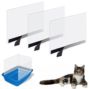 3 pack cat litter box pee shields, high side open top kitty litter pan shield - keep litter in the pan, (litter box not included)