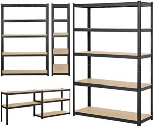 autofather storage shelves garage shelving unit, 5 tier heavy duty metal shelves, large capacity commercial storage rack utility shelf for pantry closet office laundry (39" l x 20" w x 77" h)