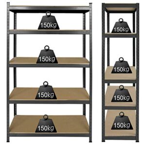 DICN Black Storage Shelving Single Post Press Board Shelf 63 x 31 x 16 Inch, Adjustable 4 Tier Layer Wire Shelving Unit for Home Office Dormitory Garage