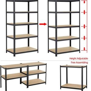 DICN Black Storage Shelving Single Post Press Board Shelf 63 x 31 x 16 Inch, Adjustable 4 Tier Layer Wire Shelving Unit for Home Office Dormitory Garage