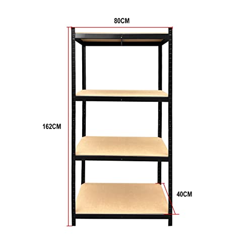 DICN Black Storage Shelving Single Post Press Board Shelf 63 x 31 x 16 Inch, Adjustable 4 Tier Layer Wire Shelving Unit for Home Office Dormitory Garage