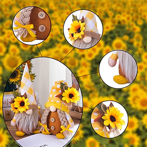 GUDVES Sunflower Dwarf Plush Decorative Toys 2 Pieces - Handmade Dolls - Swedish Dwarf Dolls Table Shelf Layer Tray Decorations with Flowers Easter Home Decorations, Gifts for mom (Sunflower)