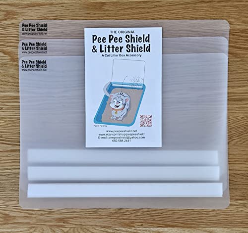 Cat Litter Box Pee Shield - 3 Pack - The Original - Helps Prevent Litter Scatter and Urine from Going Outside of The Litter Box. Wipe Clean in Place or Remove for Cleaning and reattach.