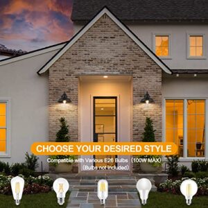 Outdoor Wall Lights - 2-Pack Black Wall Sconces, Farmhouse Barn Lights, Modern Indoor Wall Mount Lighting Fixtures with E26 Socket, Anti-Rust Waterproof Exterior Wall Lantern for Patio Porch Doorway