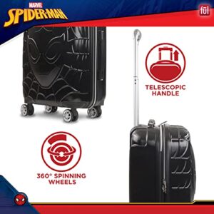 FUL Marvel Spider-Man 25 Inch Rolling Luggage, Molded Hardshell Suitcase with Wheels, Black