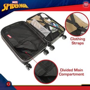 FUL Marvel Spider-Man 25 Inch Rolling Luggage, Molded Hardshell Suitcase with Wheels, Black