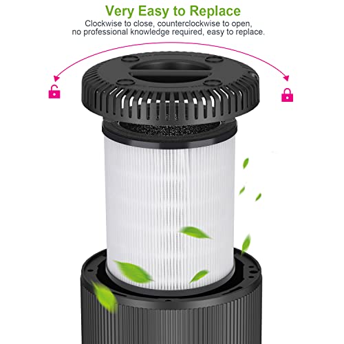 (Only Compatible with 2Pack KJ80 Model Purifier), Druiap Air Purifier Replacement Filter,H13 True HEPA High-Efficiency Filter,360° Rotating Filter Air, Not Compatible with KJ150 Model Air Purifier