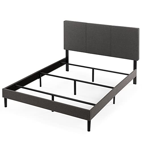 ZINUS Cambril Upholstered Bed Frame / Durable Steel Support / Bed Frame for Box Spring & Mattress / Easy Assembly, Queen Dark Grey