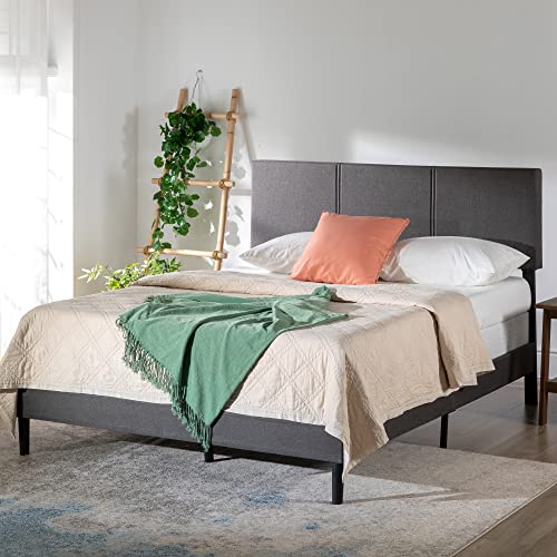 ZINUS Cambril Upholstered Bed Frame / Durable Steel Support / Bed Frame for Box Spring & Mattress / Easy Assembly, Queen Dark Grey