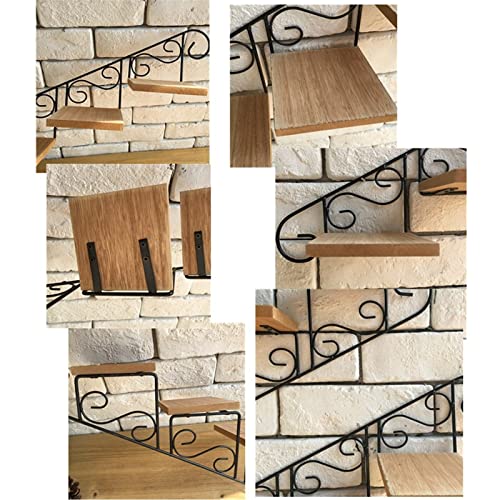 Wnvivi 2 Pcs Stair Shaped Flower Pot Stand,Retro Staircase Wall Hanging Flower Shelf,Creative Open Stair Wall Mounted Shelf,Mini Metal Ladder Wall Decor-A