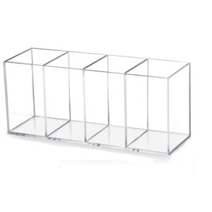 acrylic pen holder 4 compartments clear pencil holder organizer makeup brush holder