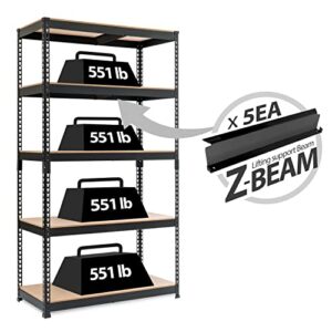 homedant z-beam 5-tier laminated heavy duty metal shelving unit adjustable garage storage utility rack shelves organization multipurpose shelf warehouse industrial shed 39.8"w x 18.2"d x 71.3"h 1pack