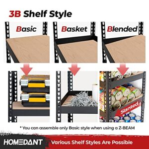 HOMEDANT Z-beam 5-Tier Laminated Heavy Duty Metal Shelving Unit Adjustable Garage Storage Utility Rack Shelves Organization Multipurpose Shelf Warehouse Industrial Shed 39.8"W x 18.2"D x 71.3"H 1Pack