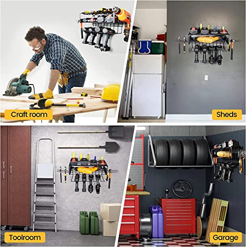 Garage Power Tool Storage Rack, Heavy Duty Detachable Design, Tool Storage Rack Wall Mount, Compact Three Tier Design for Garage Utility Room Repair Shop Carpenter Workshop, Power Tool Organizer