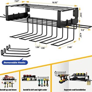 Garage Power Tool Storage Rack, Heavy Duty Detachable Design, Tool Storage Rack Wall Mount, Compact Three Tier Design for Garage Utility Room Repair Shop Carpenter Workshop, Power Tool Organizer