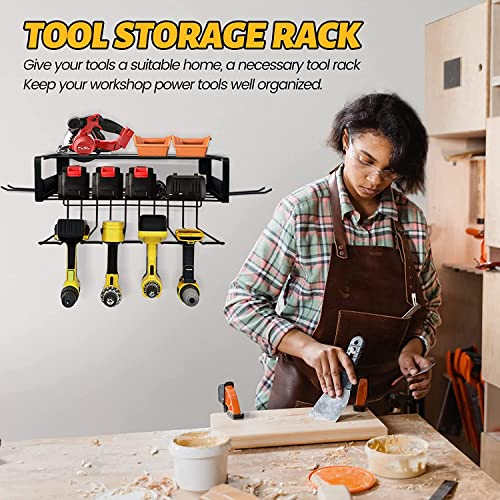 Garage Power Tool Storage Rack, Heavy Duty Detachable Design, Tool Storage Rack Wall Mount, Compact Three Tier Design for Garage Utility Room Repair Shop Carpenter Workshop, Power Tool Organizer