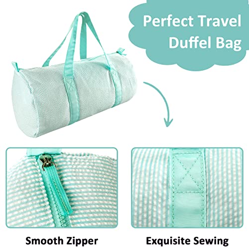 GFU Sports Duffle Bag for Kids, Boys and Girls Travel Foldable Bag, Seersucker Carry On Duffle Bag, Children Weekender Duffel Bag,Mint Green