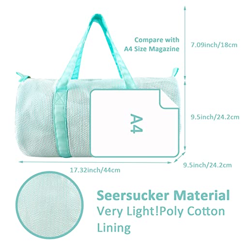 GFU Sports Duffle Bag for Kids, Boys and Girls Travel Foldable Bag, Seersucker Carry On Duffle Bag, Children Weekender Duffel Bag,Mint Green