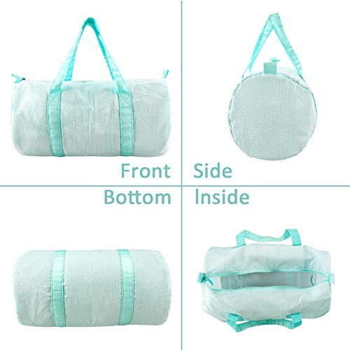 GFU Sports Duffle Bag for Kids, Boys and Girls Travel Foldable Bag, Seersucker Carry On Duffle Bag, Children Weekender Duffel Bag,Mint Green