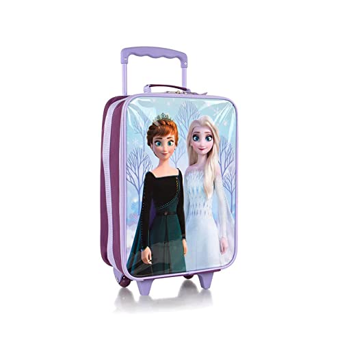 Disney Elsa Softside Luggage - 17 Inch Wheeled Rolling Suitcase Travel Trolley for Kids