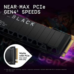 WD_BLACK 2TB SN850X NVMe Internal Gaming SSD Solid State Drive with Heatsink - Works with Playstation 5, Gen4 PCIe, M.2 2280, Up to 7,300 MB/s - WDS200T2XHE