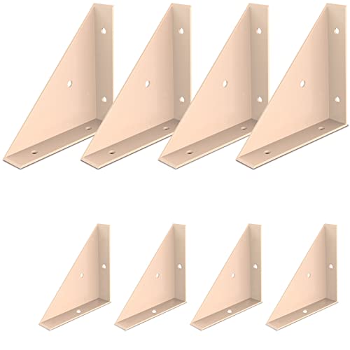 Corner Brackets Corner Braces 8Pcs Thickened Three Sided Fixed Corner Bed Desk Wardrobe Rack Left and Right Symmetrical Corners(Beige)