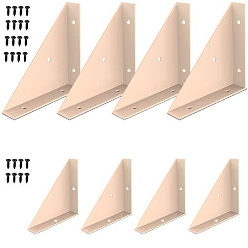 Corner Brackets Corner Braces 8Pcs Thickened Three Sided Fixed Corner Bed Desk Wardrobe Rack Left and Right Symmetrical Corners(Beige)