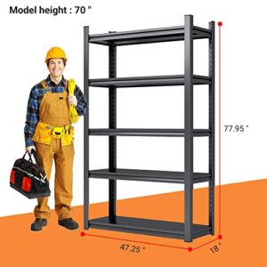 Garage Shelving,78" Garage Storage Shelves Heavy Duty Garage Shelf,Adjustable Metal Shelf Storage Units,Heavy Duty Shelves for Storage,Metal Shelves Rack Warehouse Industrial Storage 47.2*18*78 Inch