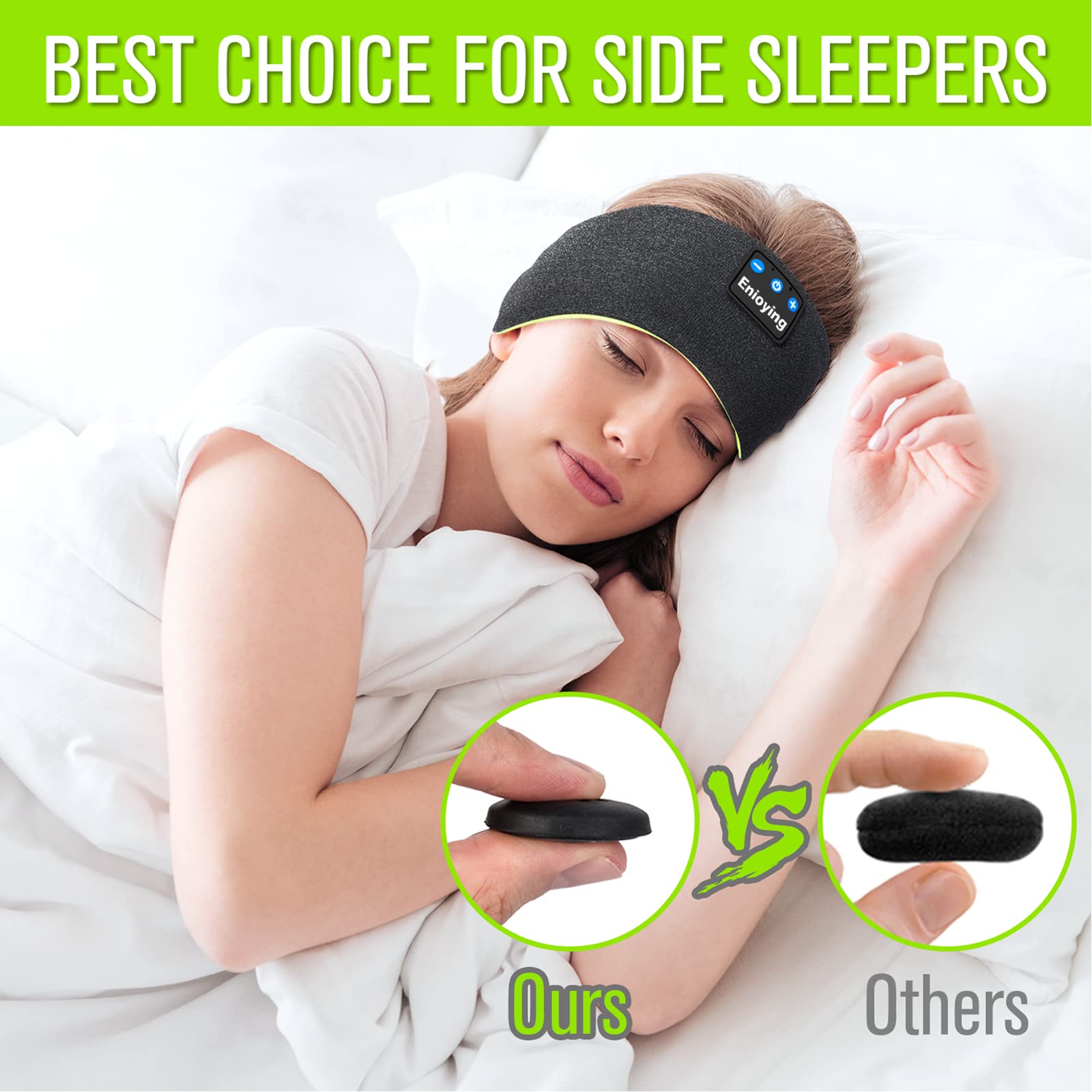 WIRIST Sleep Headphones for Side Sleepers, Bluetooth Sleep Headphones for Sleepers, Wireless Sleep Headphones with Built in Speakers Perfect for Sleeping, Yoga, Workout, Running, Gym, Insomnia