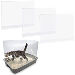 3pcs cat litter box pee shields,transparent easy clean litter box splash guard for open top litter pan 14.5×11.5in- litter box not included