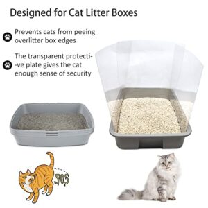 3Pcs Cat Litter Box Pee Shields,Transparent Easy Clean Litter Box Splash Guard for Open Top Litter Pan 14.5×11.5in- Litter Box Not Included