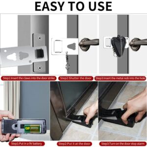 Portable Door Lock & Door Stop Alarm,Dual Protection Security Door Set Door Blocker Latch Lock Home Security Devices Pocket Door Stopper Self Defensey Tools for Home, Travel, Apartment,Hotel Safety