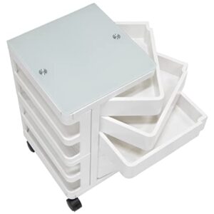 Kubx Rotating 4-Sided Mobile Storage Organizer with Glass Top Multiple Compartments