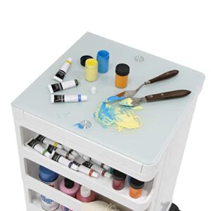 Kubx Rotating 4-Sided Mobile Storage Organizer with Glass Top Multiple Compartments