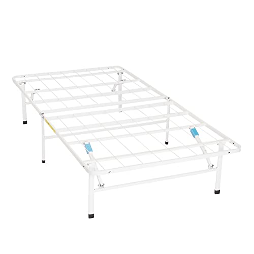 Amazon Basics Foldable Metal Platform Bed Frame with Tool Free Setup, 14 Inches High, Twin, White