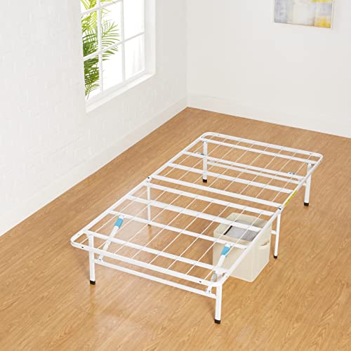 Amazon Basics Foldable Metal Platform Bed Frame with Tool Free Setup, 14 Inches High, Twin, White