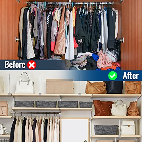 12 Pack Clear Acrylic Shelf Dividers for Closet Shelf Organizer of Bedroom Kitchen Office Bathroom Organizer for Clothes Books Hats and Handbags