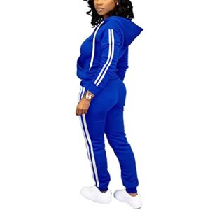 TOPSRANI Womens Two Piece Outfits Casual Sweatsuits Solid Tracksuit Jogging Sweat Suits Matching Jogger Hoodie Pants Set Workout Zip Light Blue S